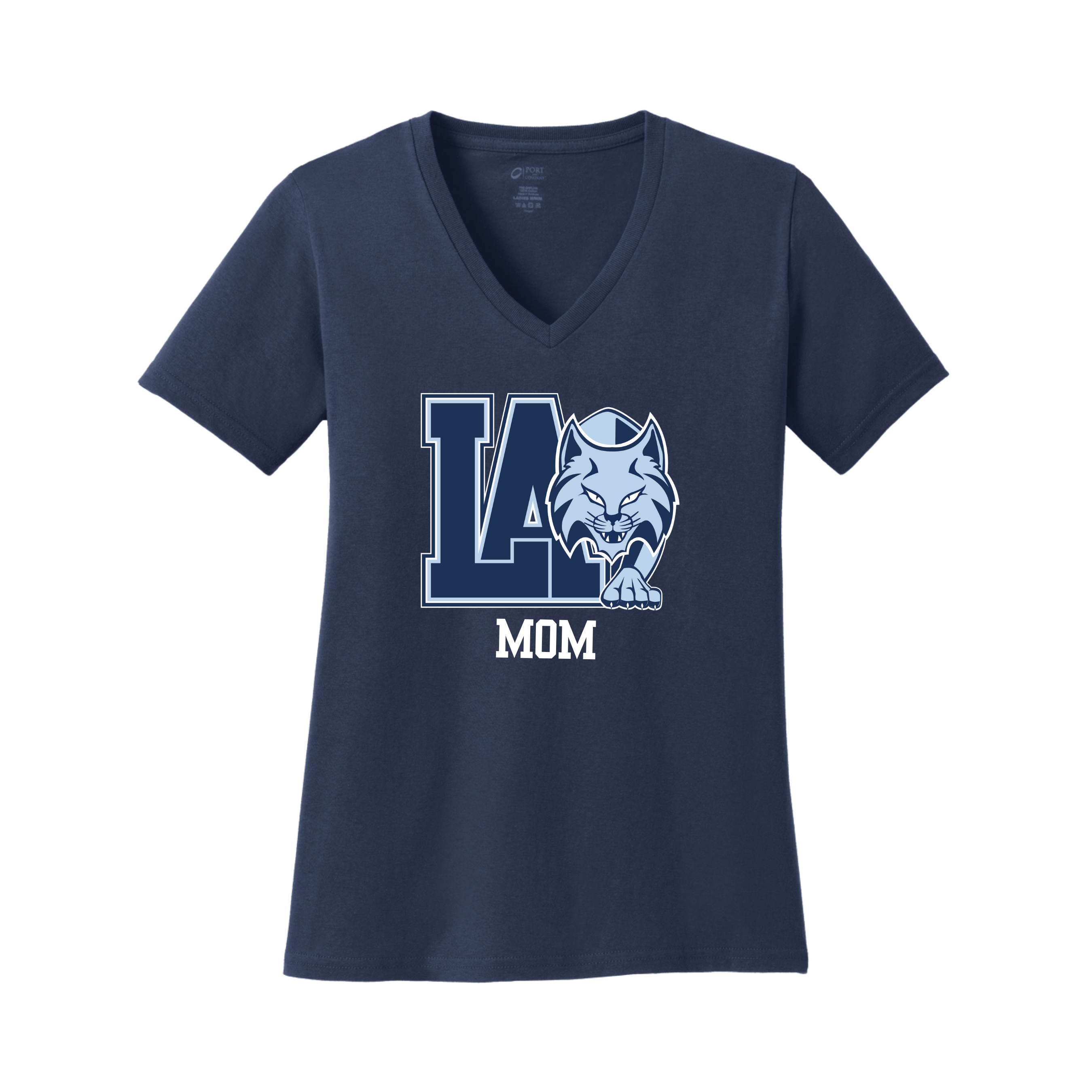 Lourdes Mom V-Neck T-Shirt, Navy – Bobcat Boutique